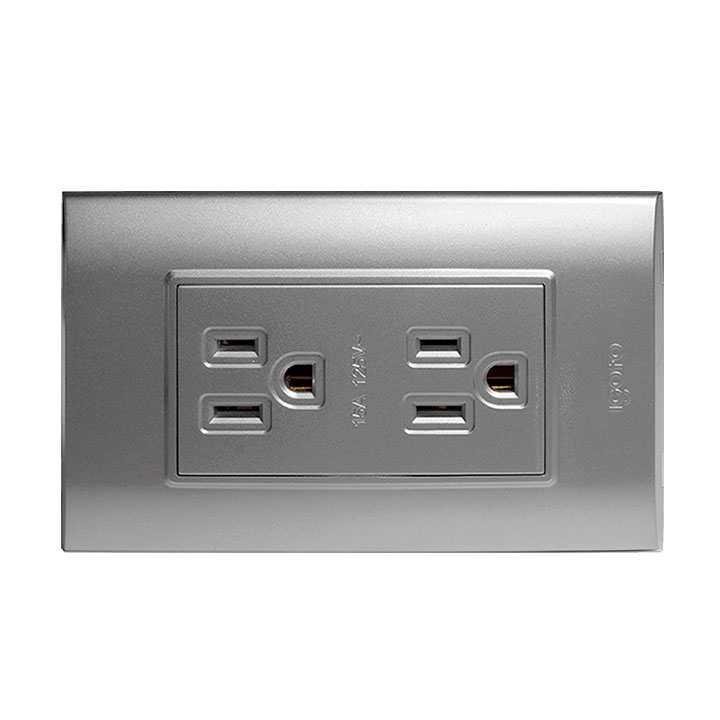 Toma corriente doble 2p + t IGOTO (serie b silver) | La Ferretería ...